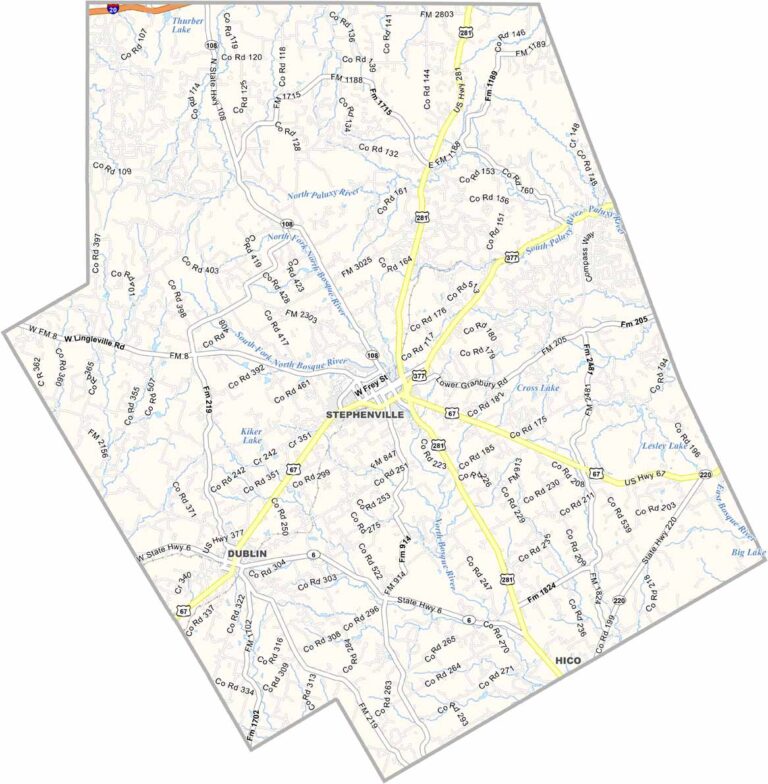 Erath County Map, Texas - US County Maps