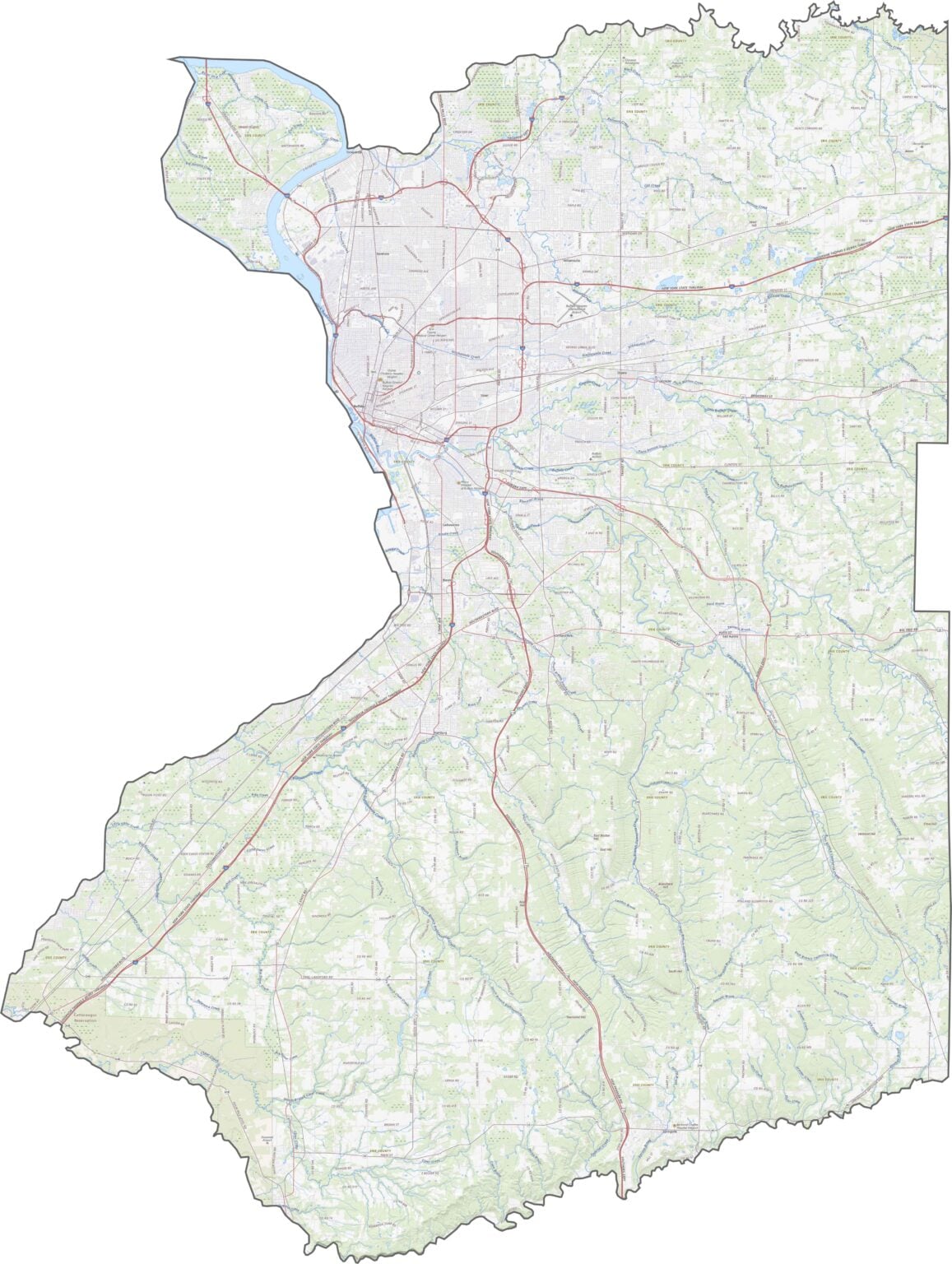 Erie County Map, New York - US County Maps