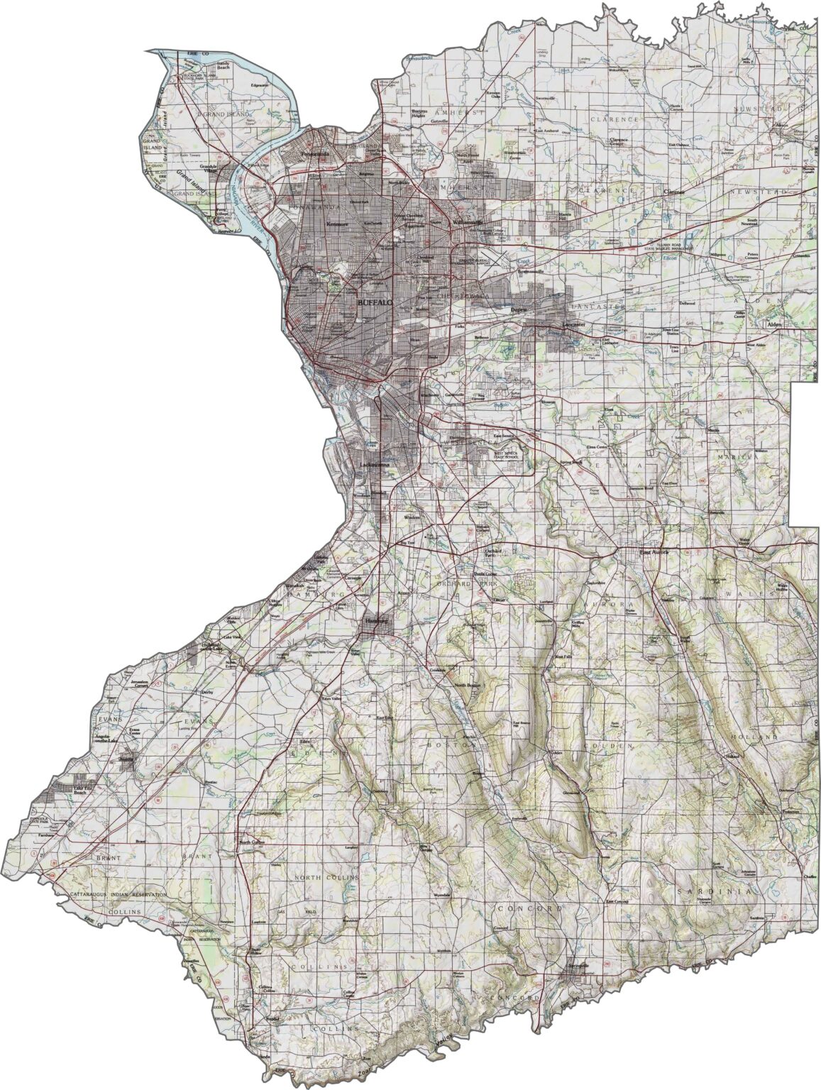 Erie County Map, New York - US County Maps