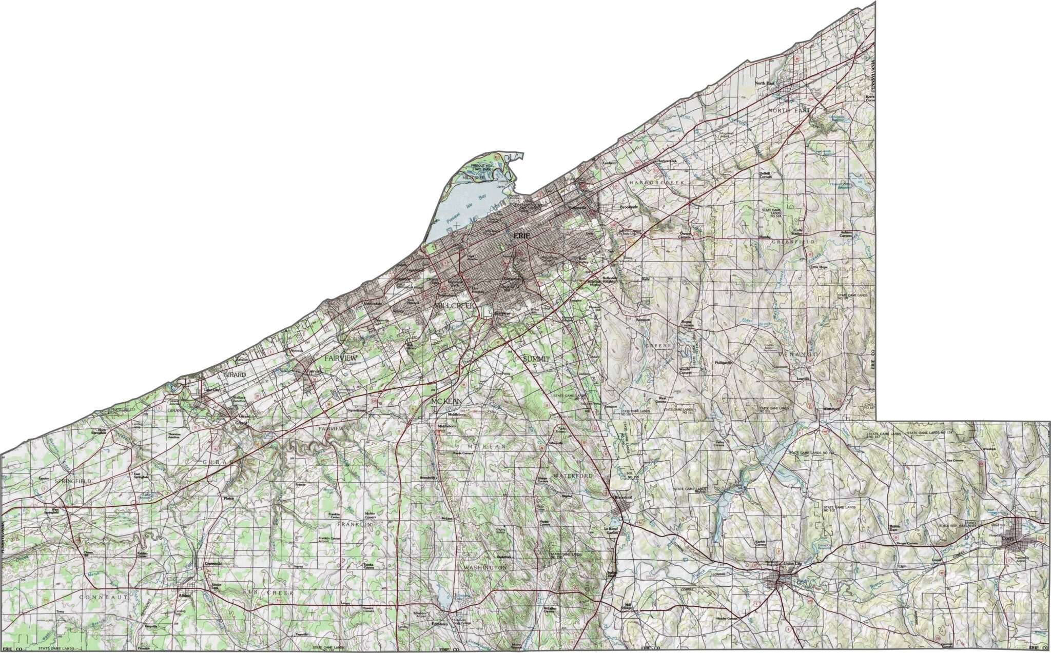 Erie County Map, Pennsylvania - US County Maps