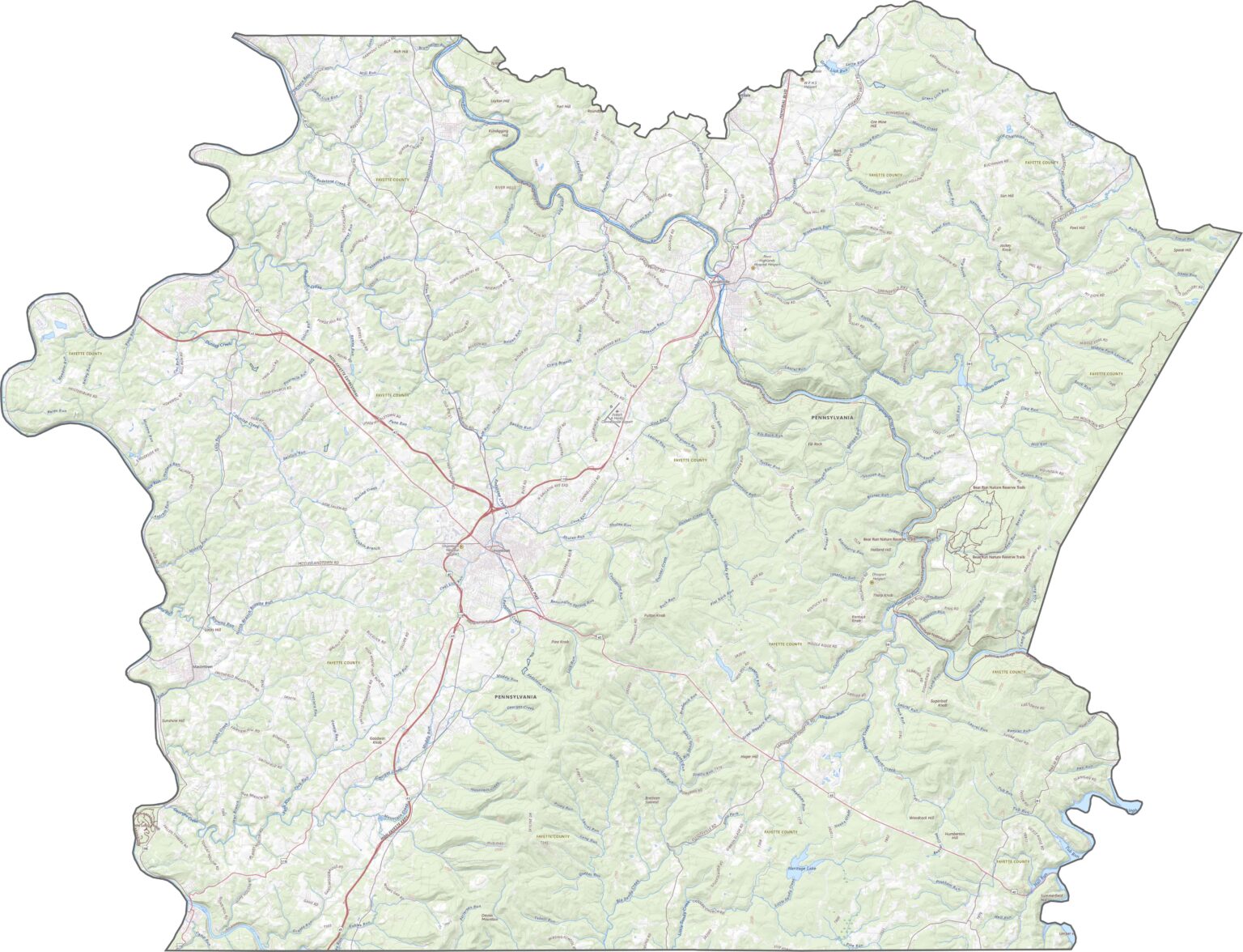 Fayette County Map, Pennsylvania - US County Maps
