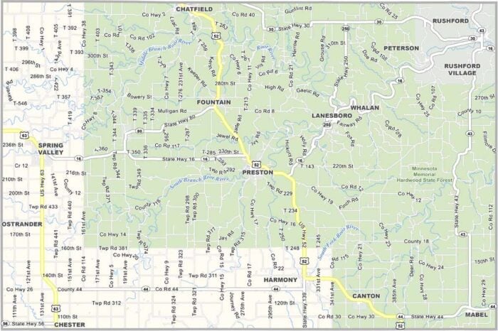 Fillmore County Map, Minnesota - US County Maps