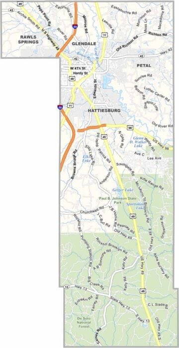 Forrest County Map, Mississippi - US County Maps