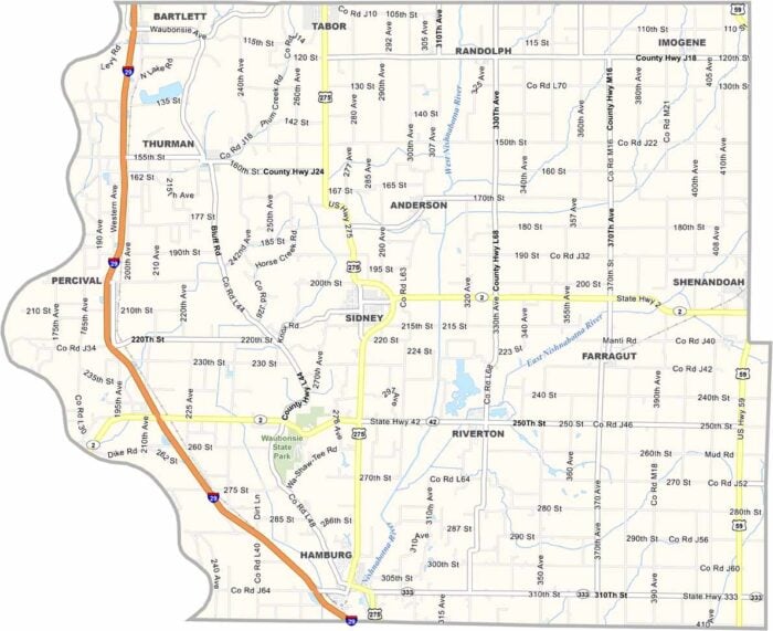 Fremont County Map, Iowa - US County Maps