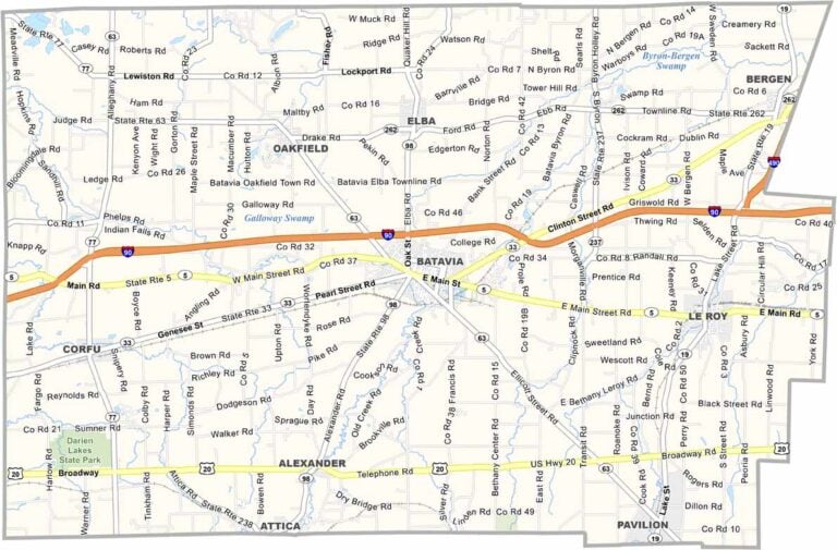 Genesee County Map, New York - US County Maps Genesee County Map, New York - US County Maps
