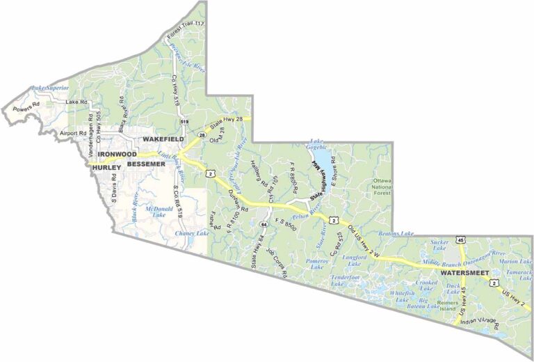 Gogebic County Map, Michigan - US County Maps