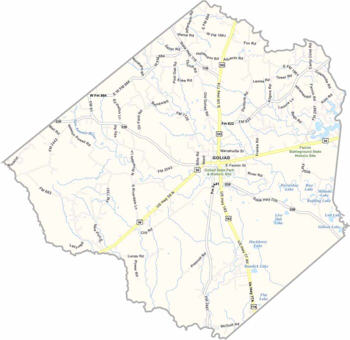Goliad County Map, Texas - US County Maps