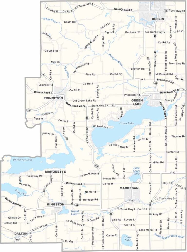 Green Lake County Map, Wisconsin - US County Maps