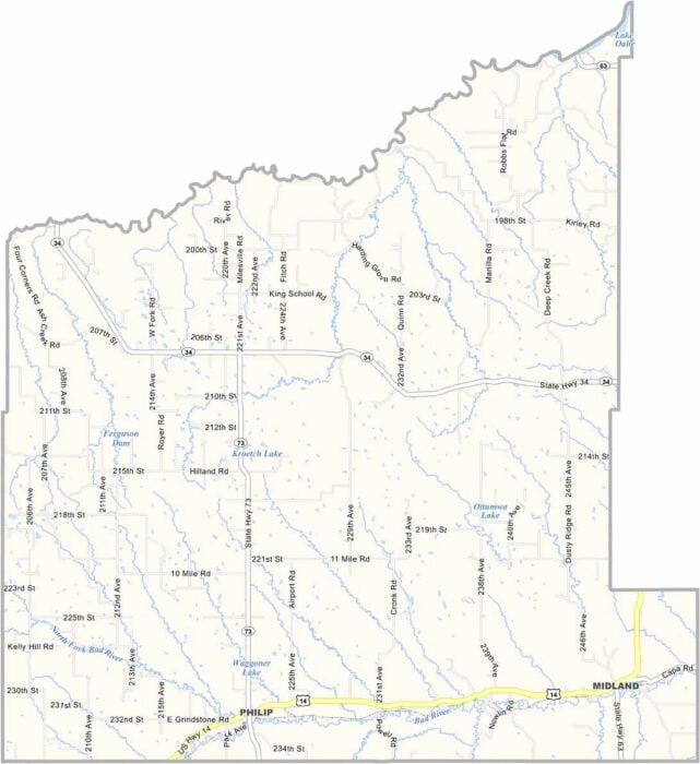 Pennington County Map, South Dakota - US County Maps