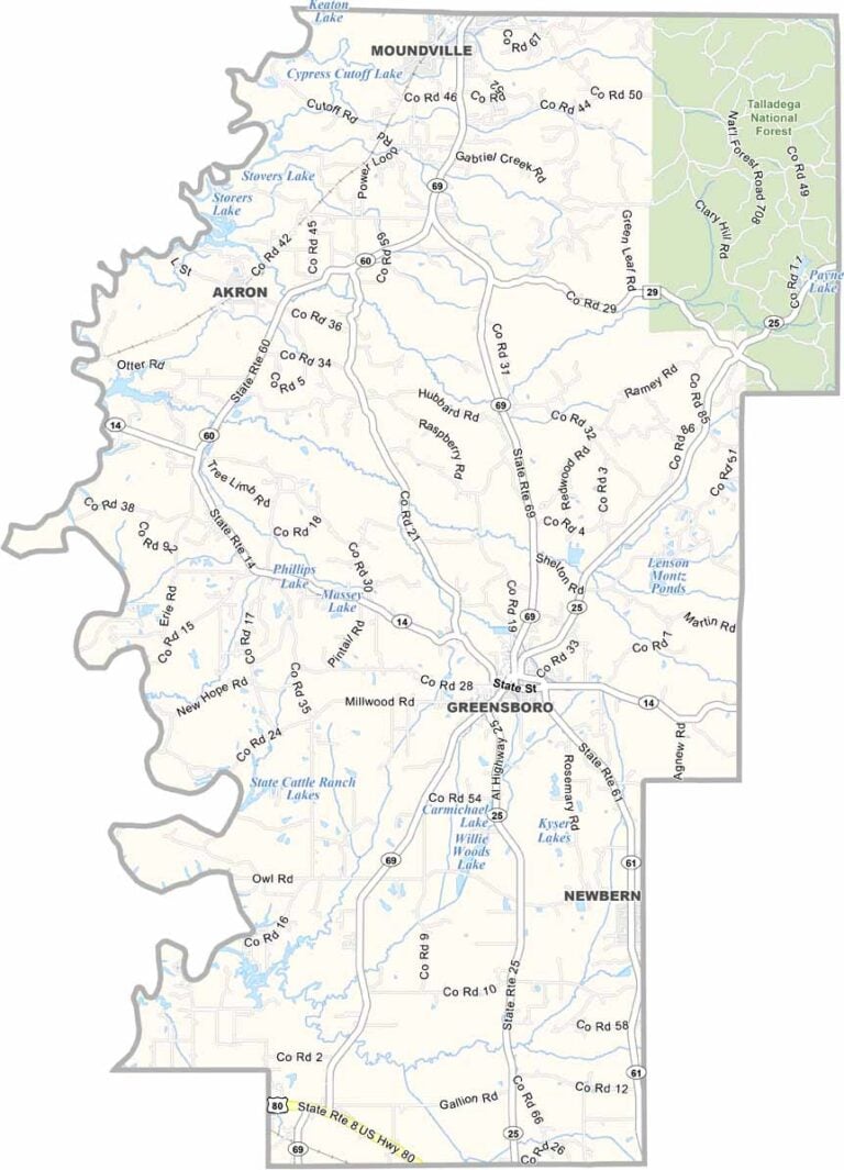 Tuscaloosa County Map, Alabama - US County Maps