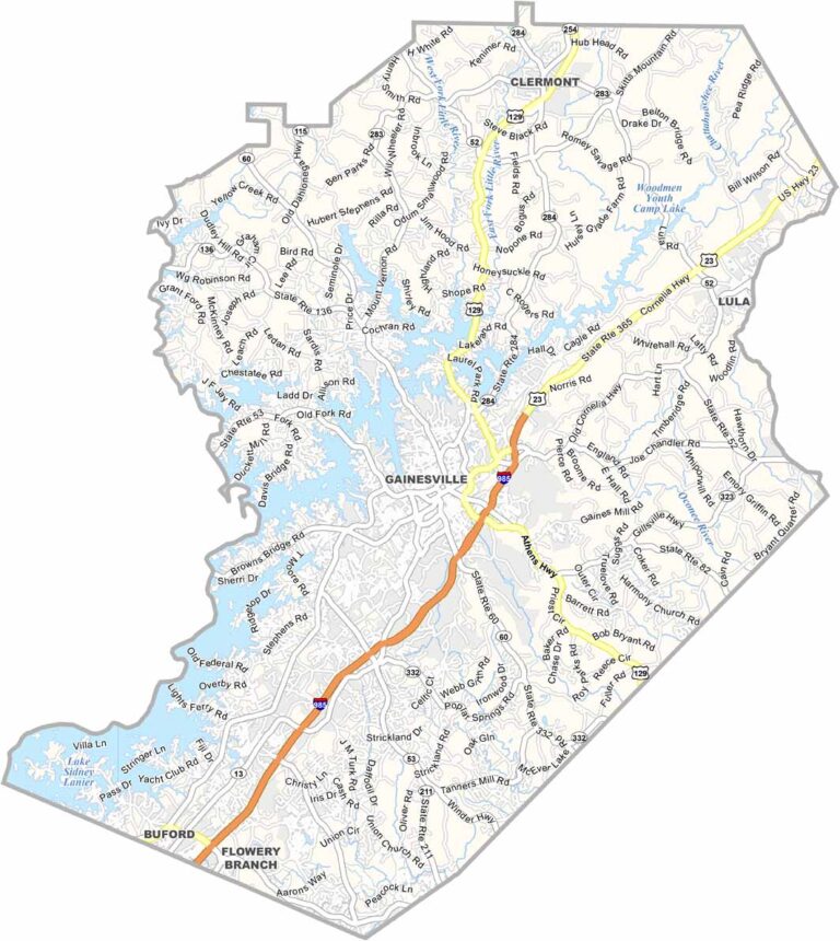Hall County Map, Georgia - US County Maps