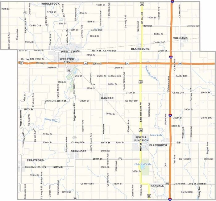 Hamilton County Map, Iowa - US County Maps