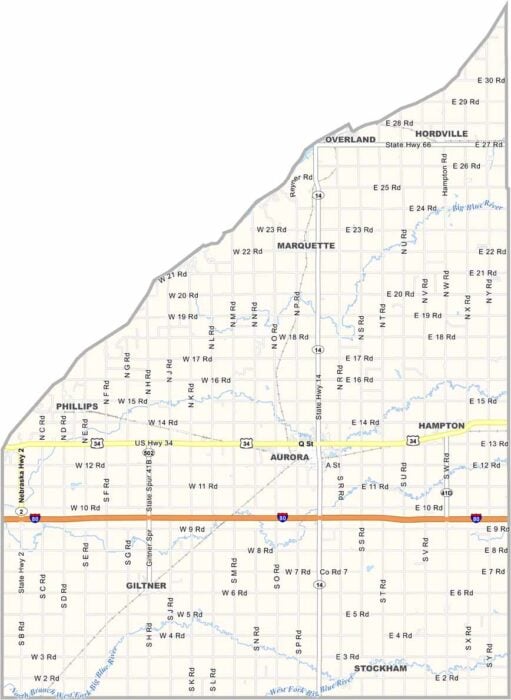 Hamilton County Map, Nebraska - US County Maps