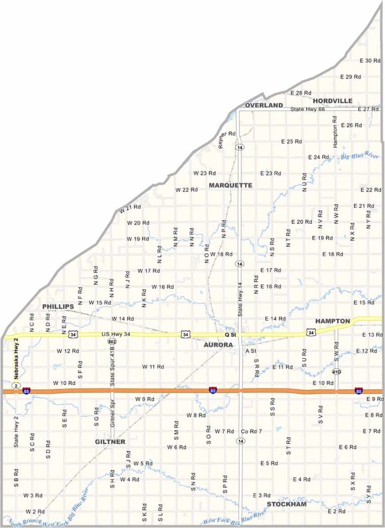 Hamilton County Map, Nebraska - US County Maps