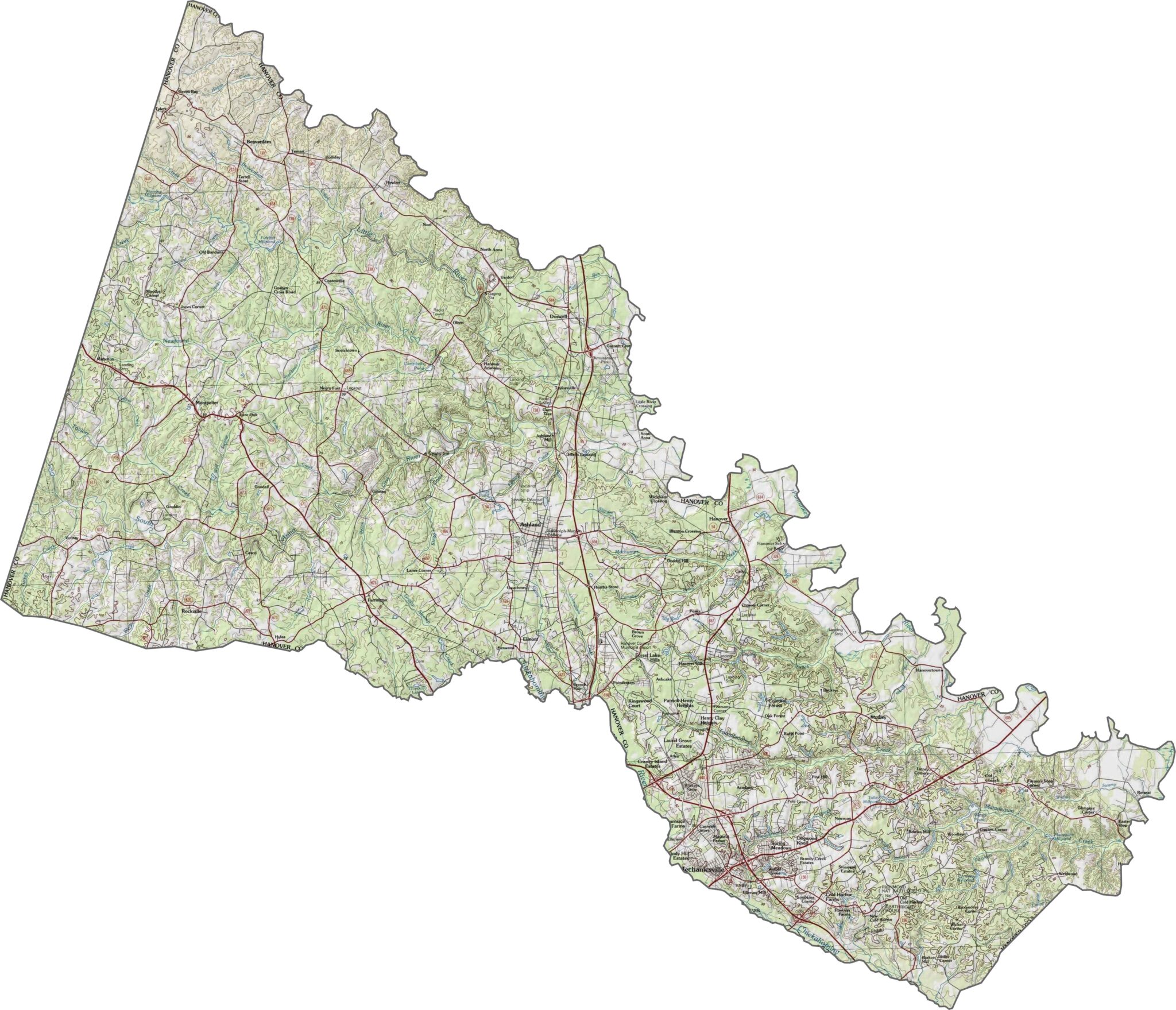 Hanover County Map, Virginia - US County Maps