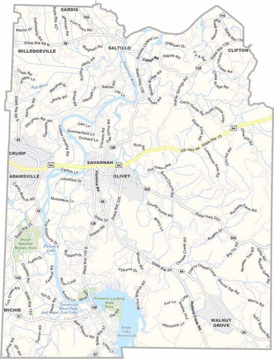 Hardin County Map, Tennessee - US County Maps