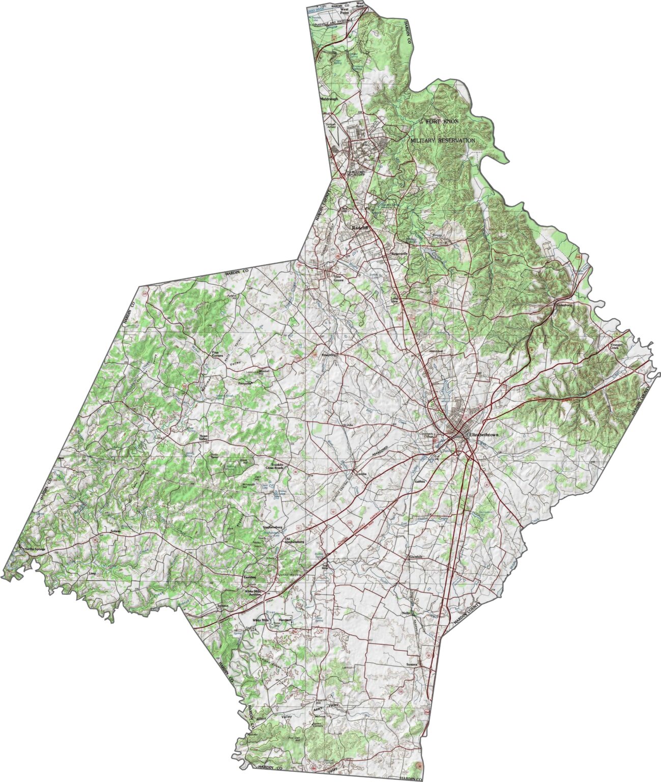 Hardin County Map, Kentucky - US County Maps