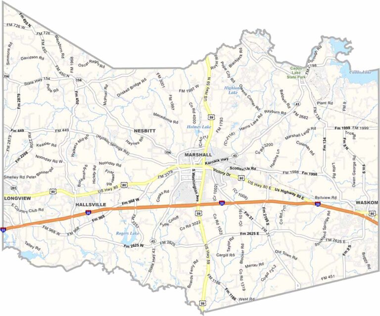 Harrison County Map, Texas - US County Maps