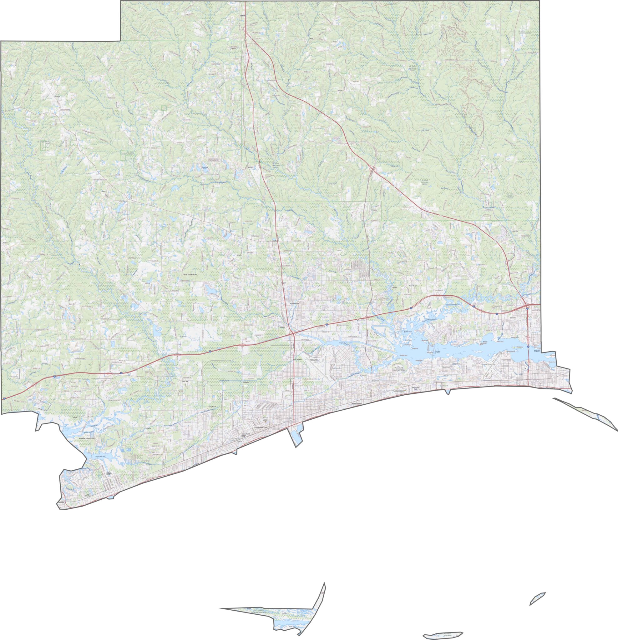 Harrison County Map, Mississippi - US County Maps