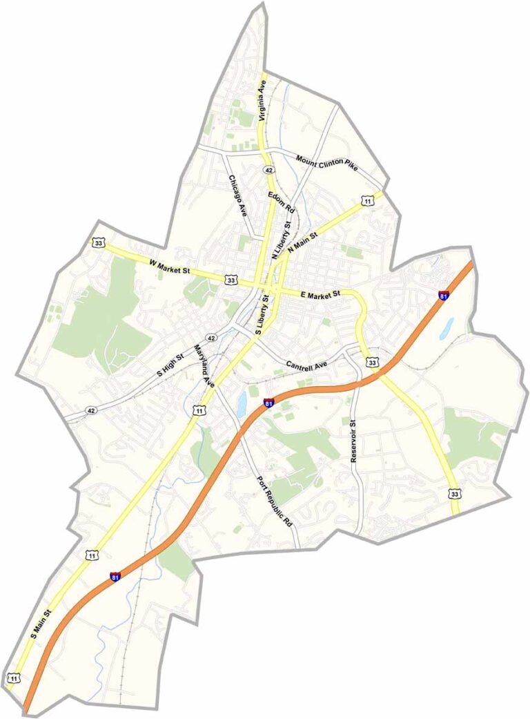Harrisonburg City Map, Virginia - US County Maps