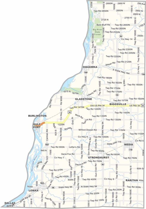 Henderson County Map, Illinois - US County Maps