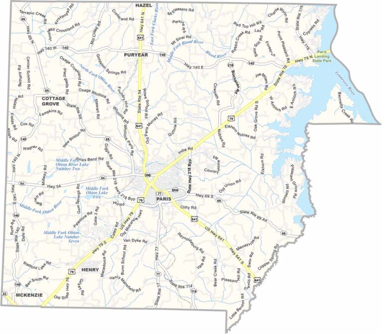 Henry County Map, Tennessee - US County Maps