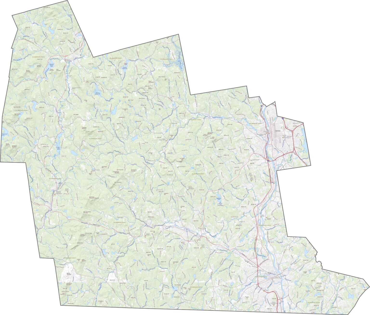 Hillsborough County Map, New Hampshire - US County Maps