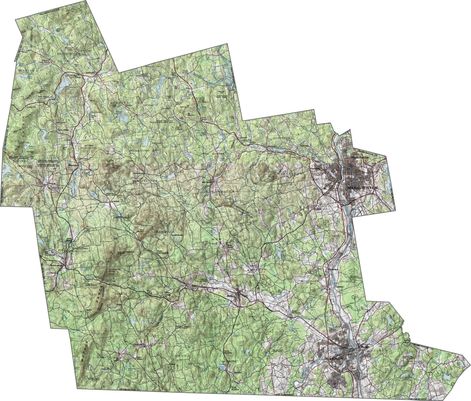 Hillsborough County Map, New Hampshire - US County Maps