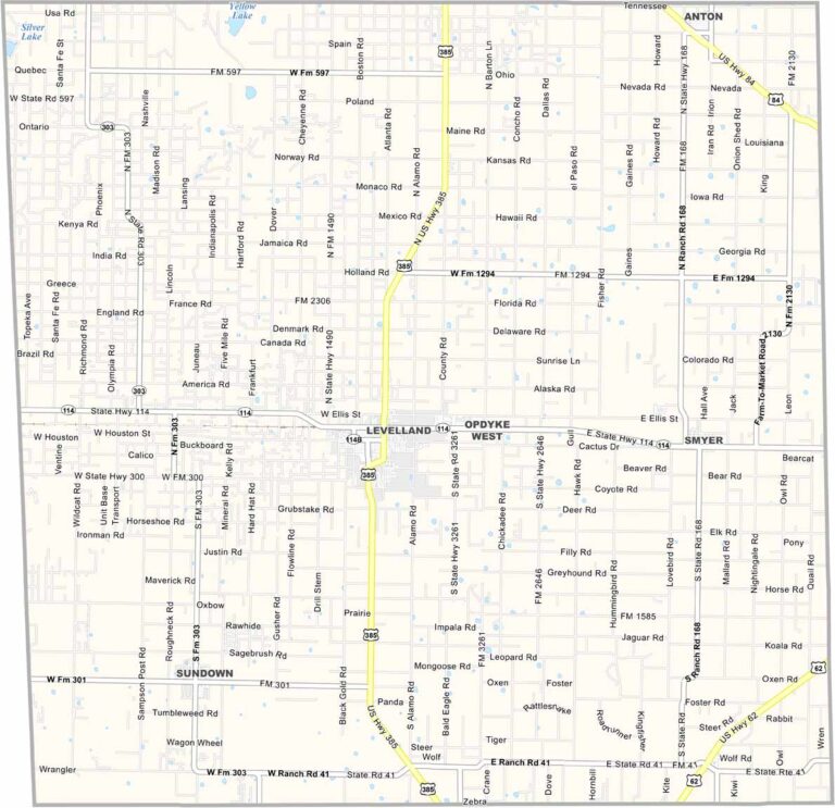 Hockley County Map, Texas - US County Maps
