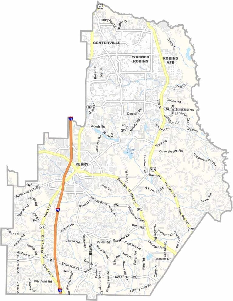 Houston County Map, Georgia - US County Maps