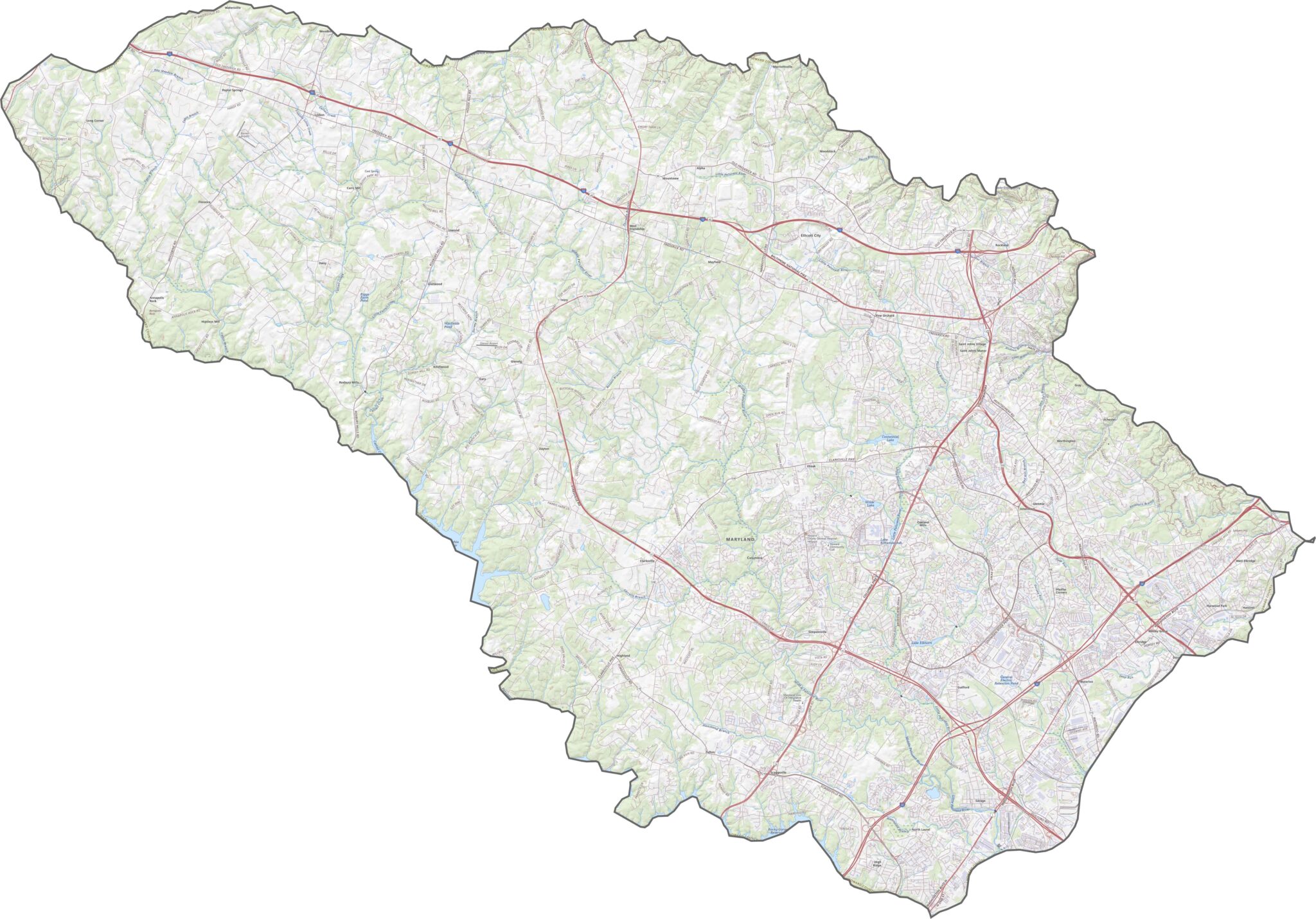 Howard County Map, Maryland - US County Maps