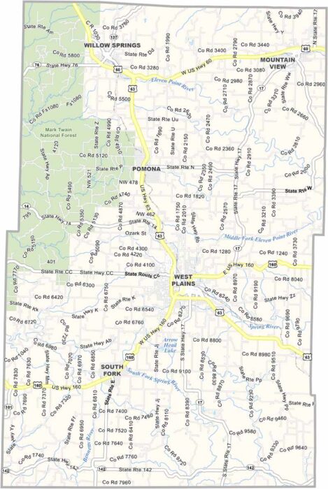 Howell County Map, Missouri - US County Maps