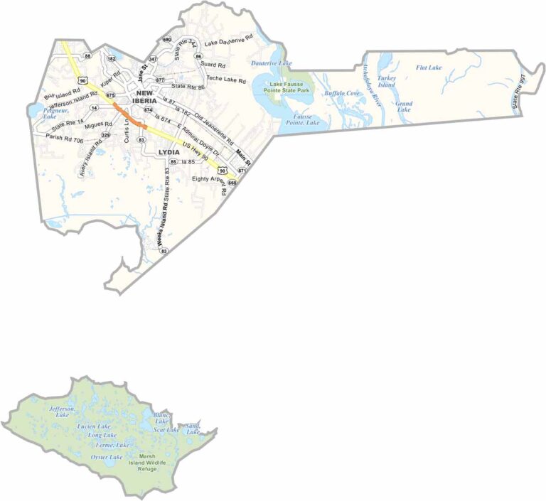 Lafayette Parish Map, Louisiana - US County Maps