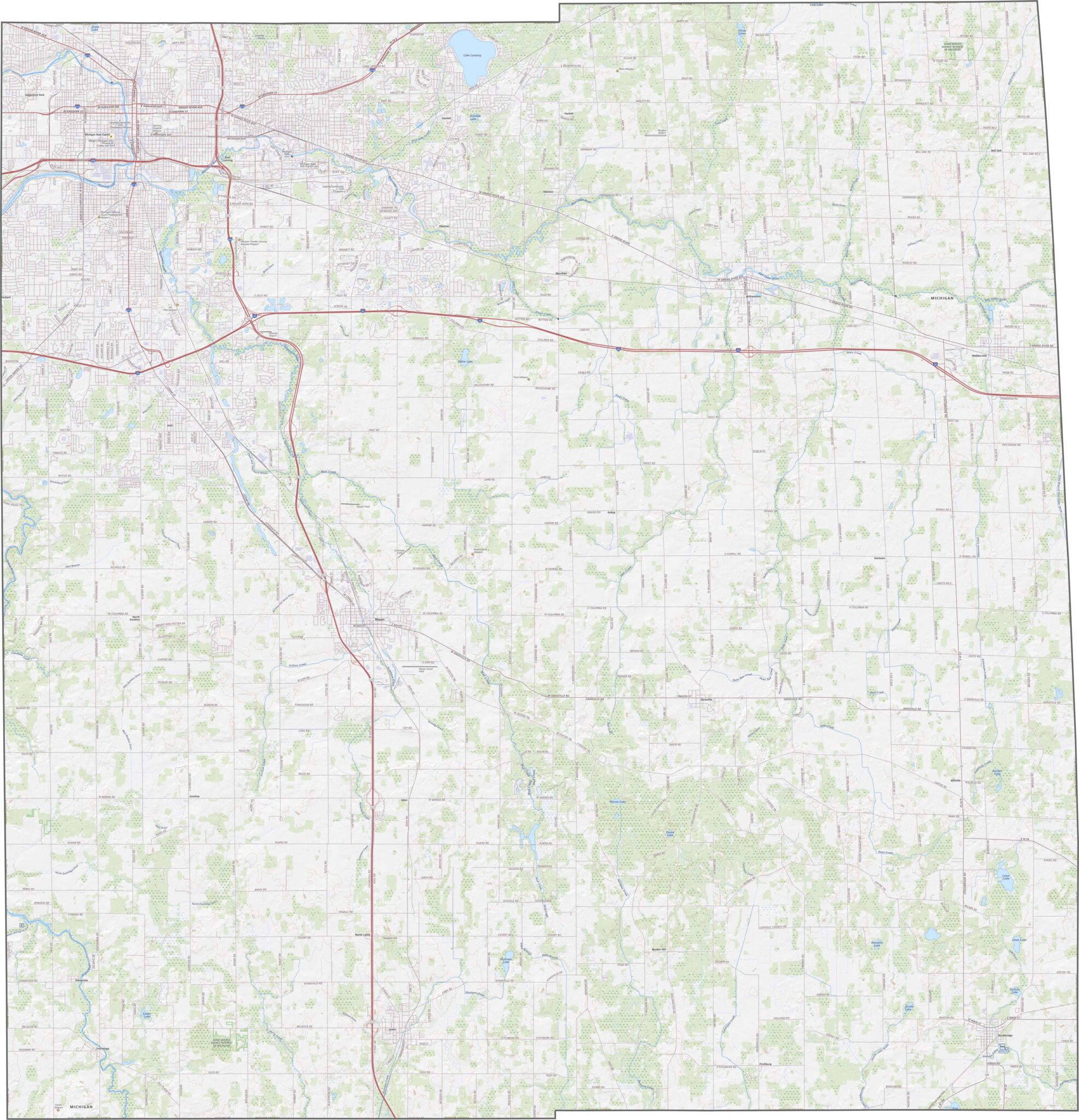 Ingham County Map, Michigan - US County Maps