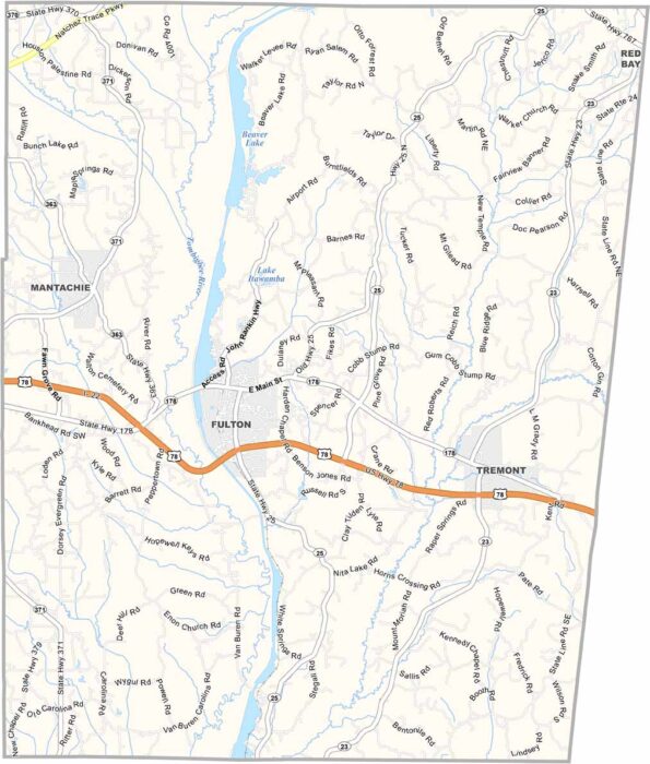 Itawamba County Map, Mississippi - US County Maps