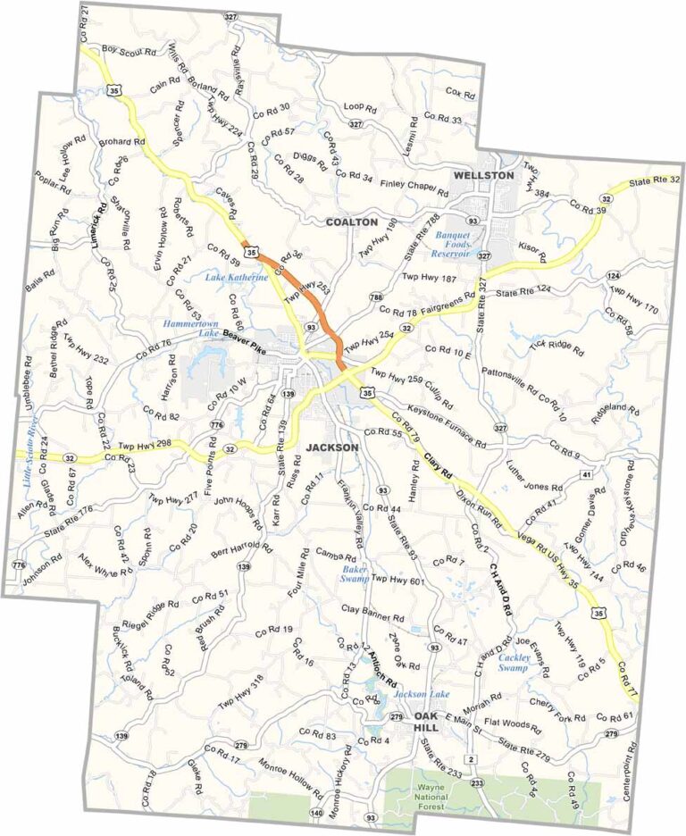 Jackson County Map, Ohio - US County Maps