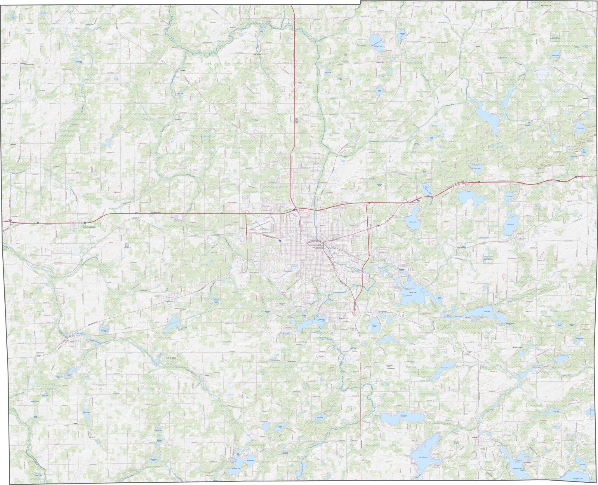 Jackson County Map, Michigan - US County Maps
