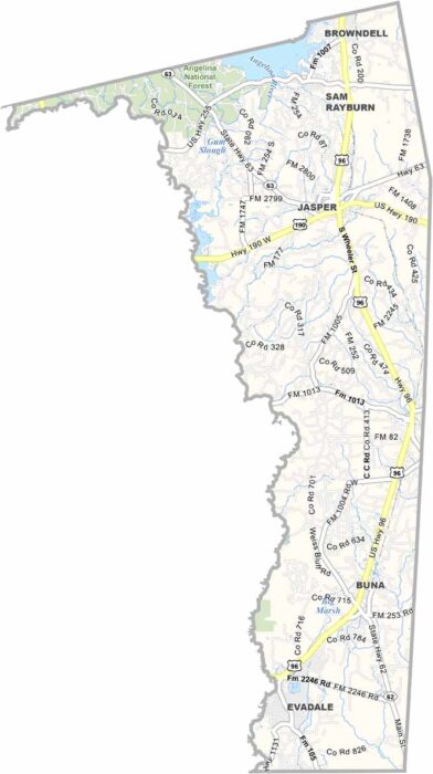 Jasper County Map, Texas - US County Maps