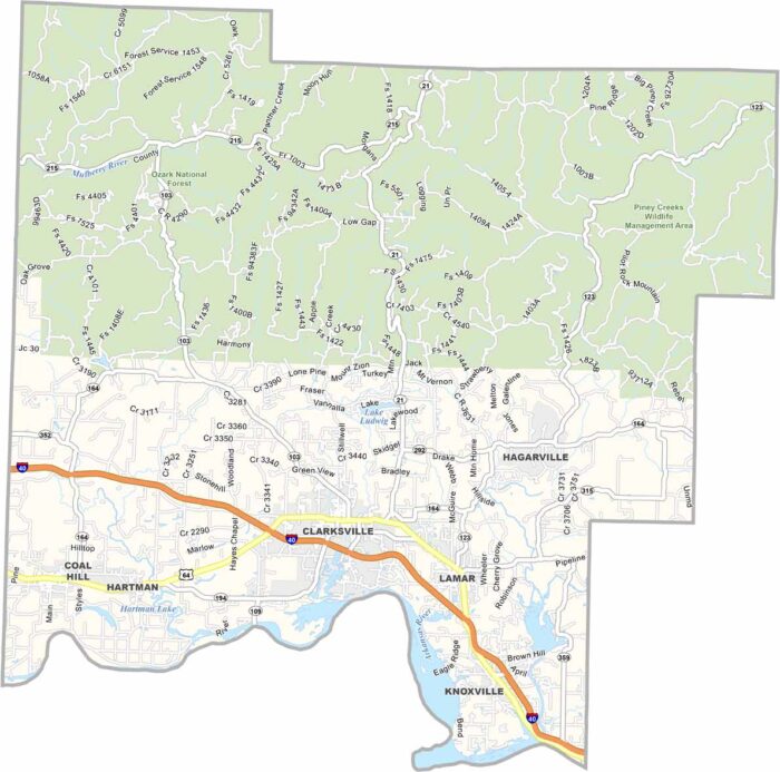 Johnson County Map, Arkansas - US County Maps