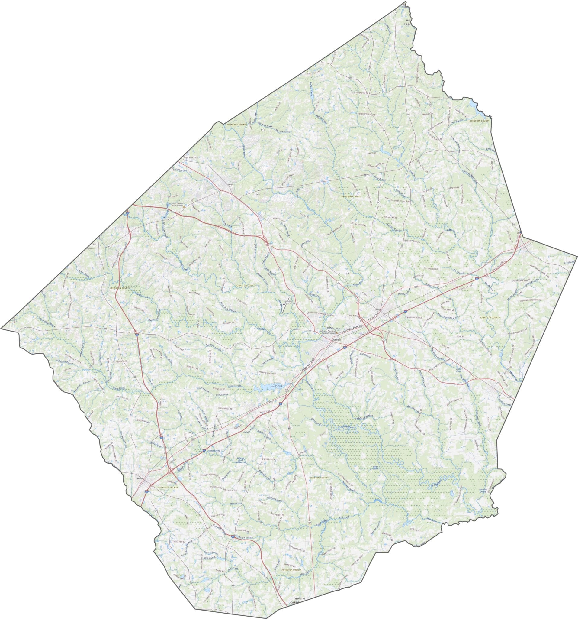 Johnston County Map, North Carolina - US County Maps