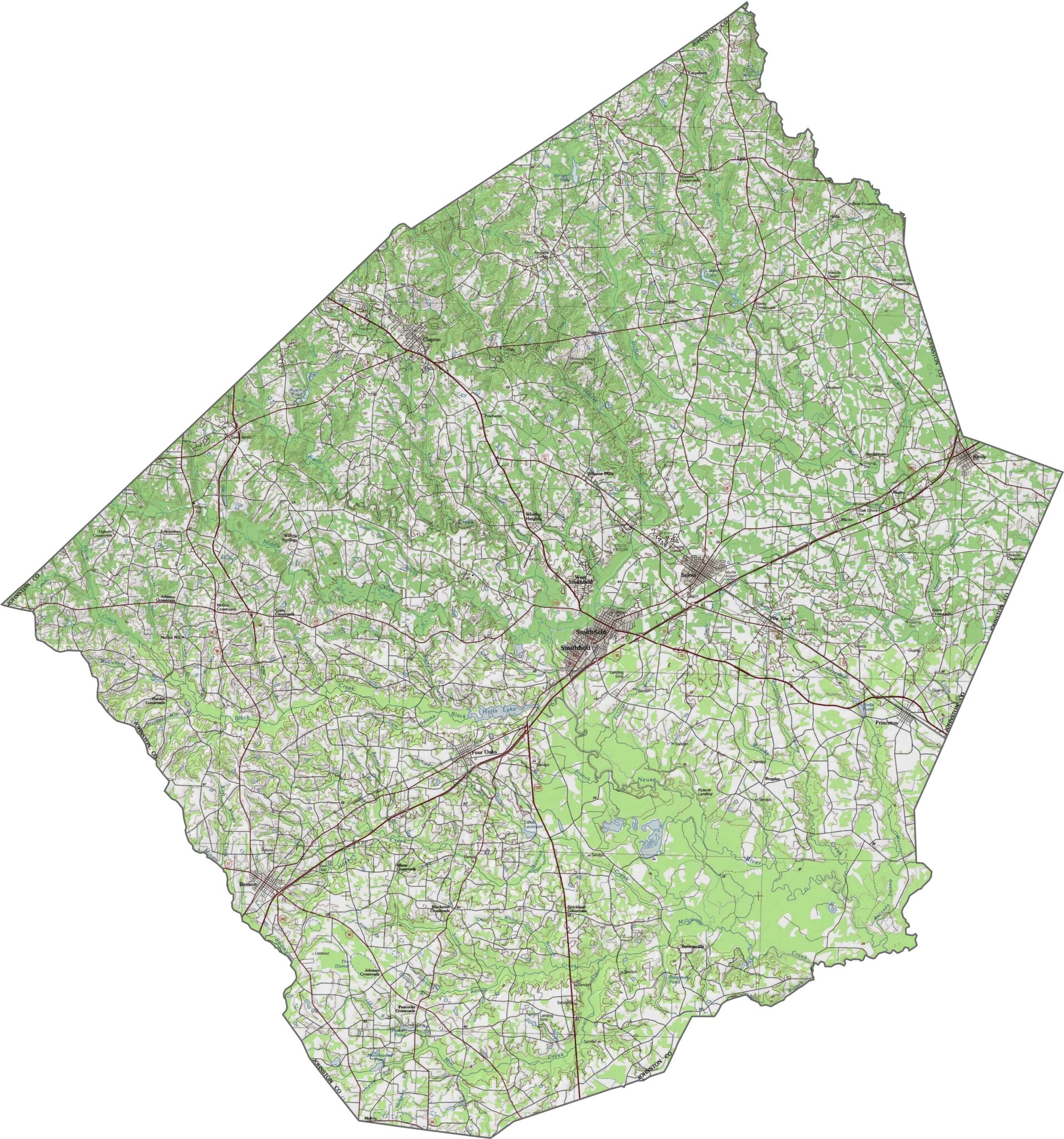 Johnston County Map, North Carolina - US County Maps