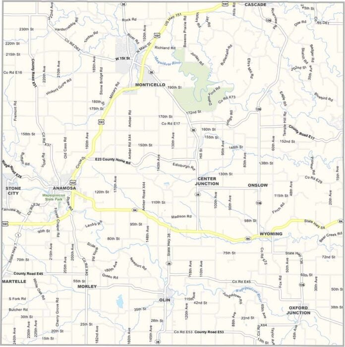 Jones County Map, Iowa - US County Maps