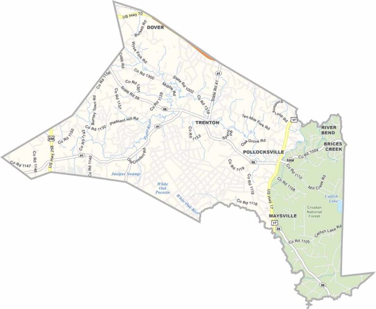 Jones County Map, North Carolina - US County Maps