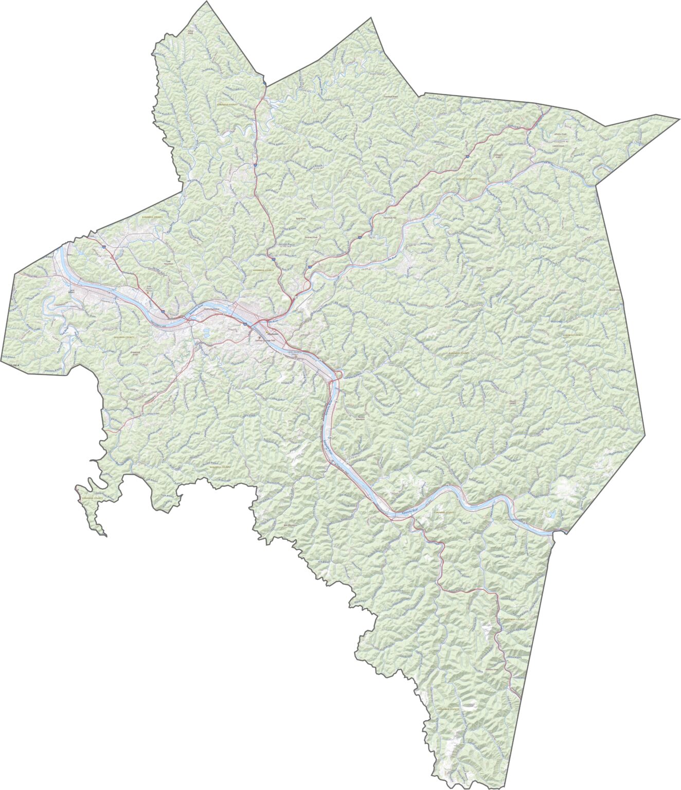 Kanawha County Map, West Virginia - US County Maps