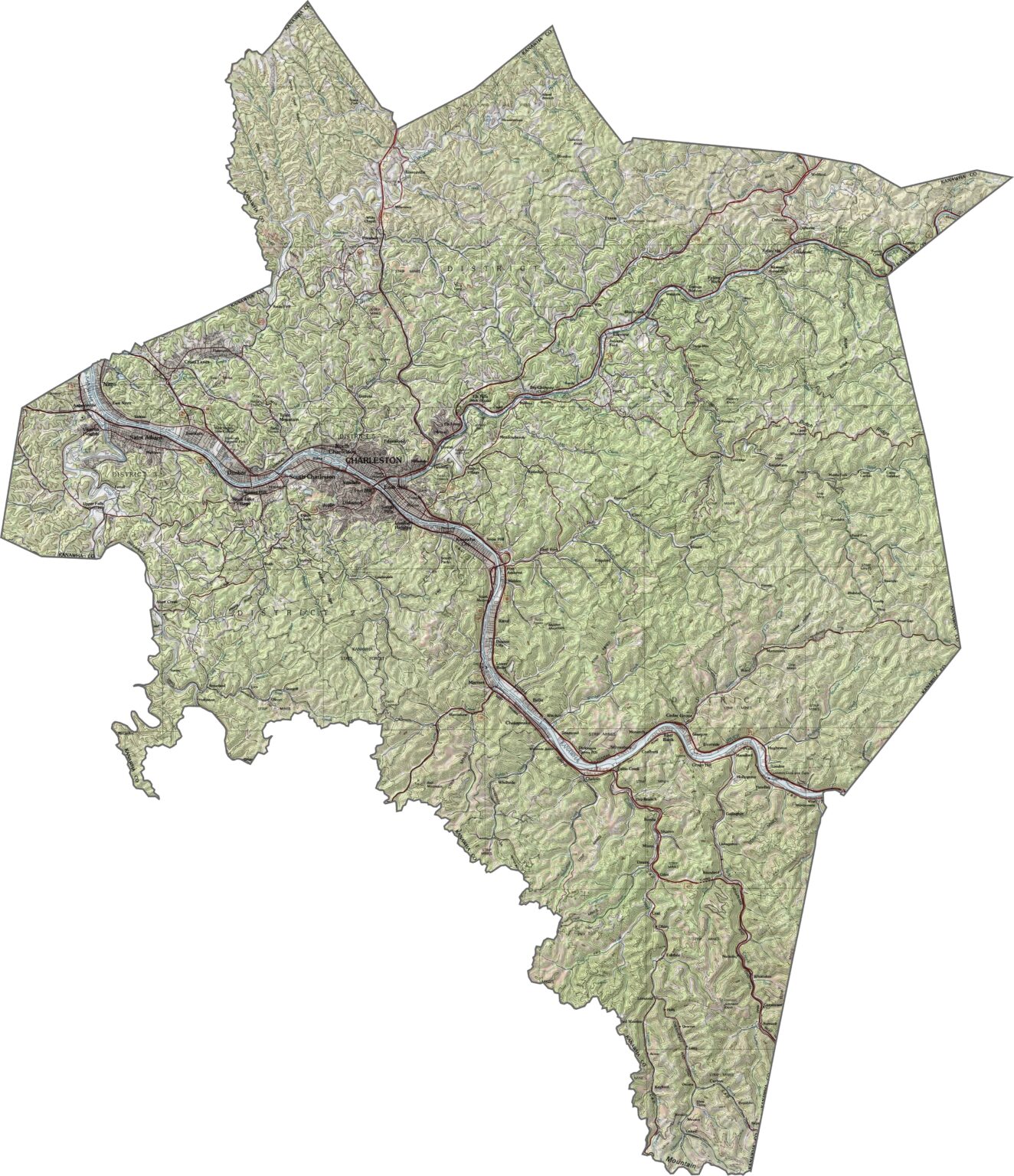 Kanawha County Map, West Virginia - US County Maps