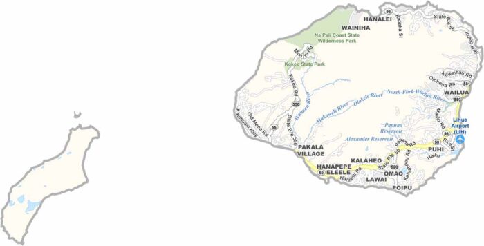 Kauai County Map, Hawaii - US County Maps