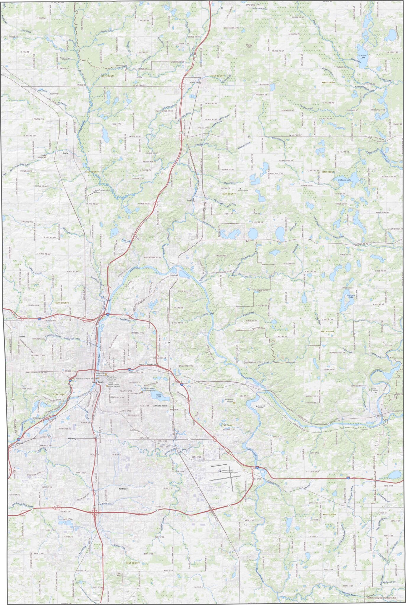 Kent County Map, Michigan - US County Maps