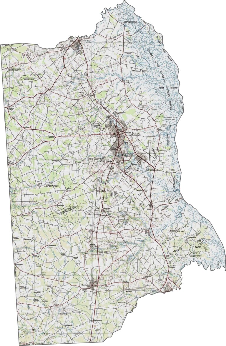 Kent County Map, Delaware - US County Maps