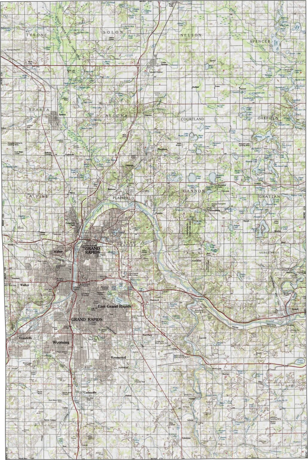 Kent County Map, Michigan - US County Maps