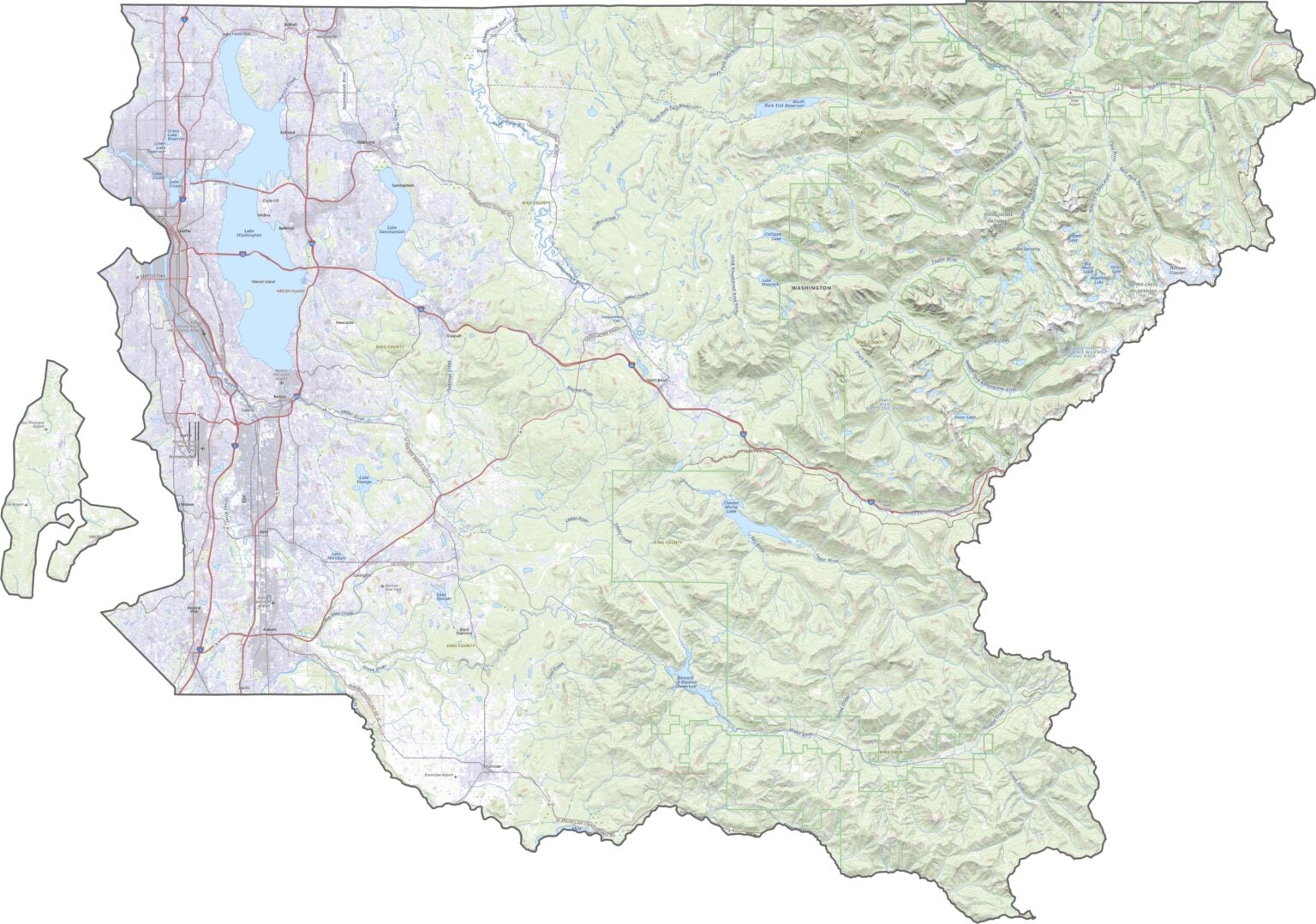 King County Map, Washington - US County Maps